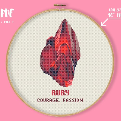 Ruby Cross Stitch Pattern Courage and Passion Talisman July - Etsy