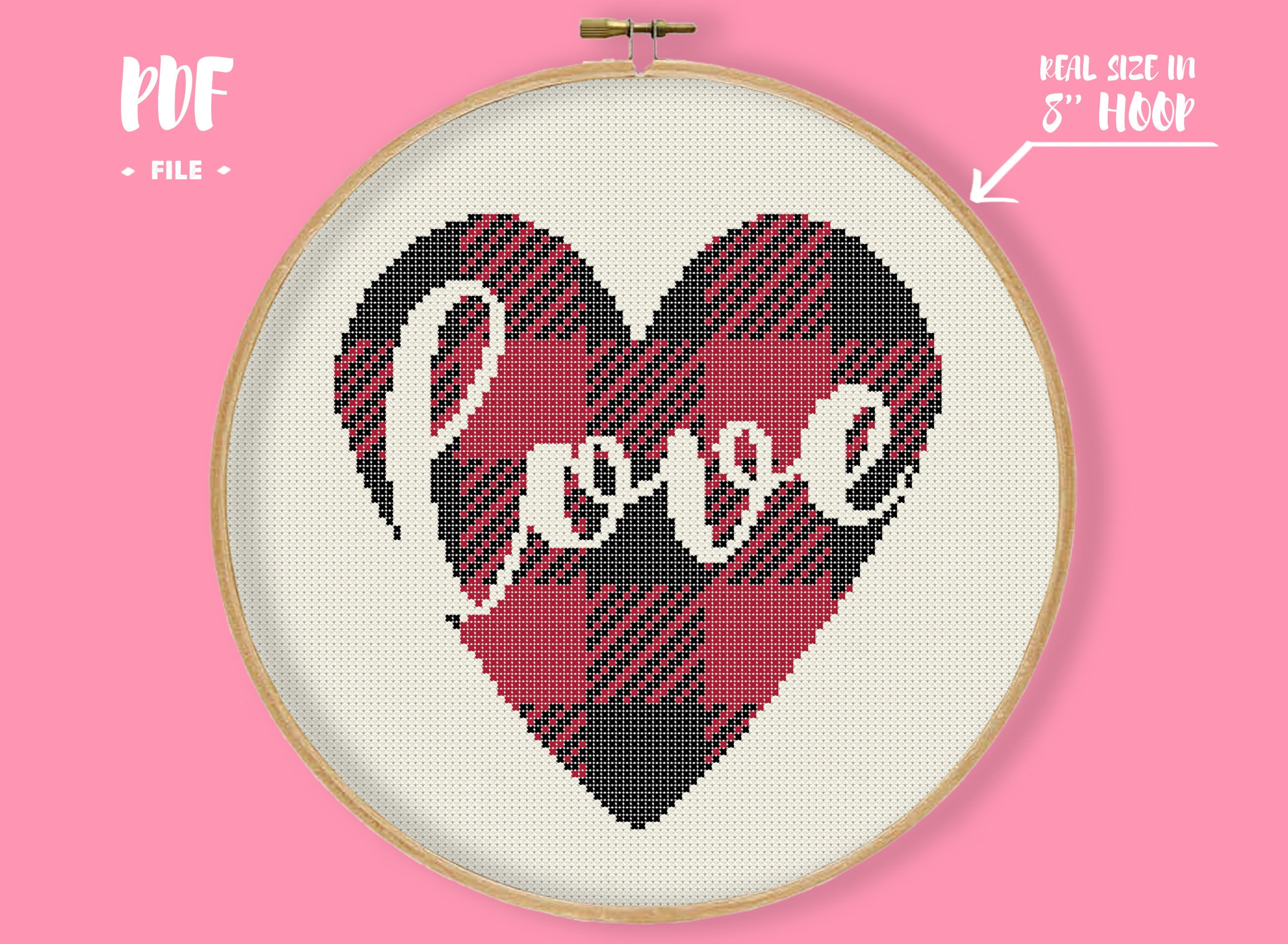 Love Flannel Heart Cross Stitch Pattern Lamberjack Wall Art | Etsy