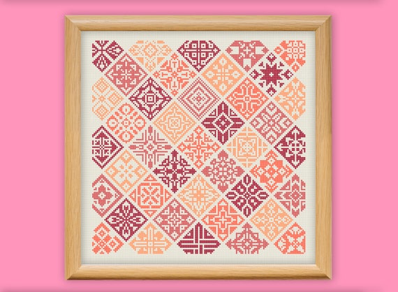 Sampler Rhombus Cross Stitch Pattern Geometrical Embroidery - Etsy