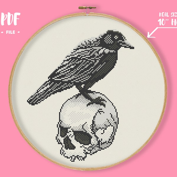 Raven Cross Stitch - Etsy