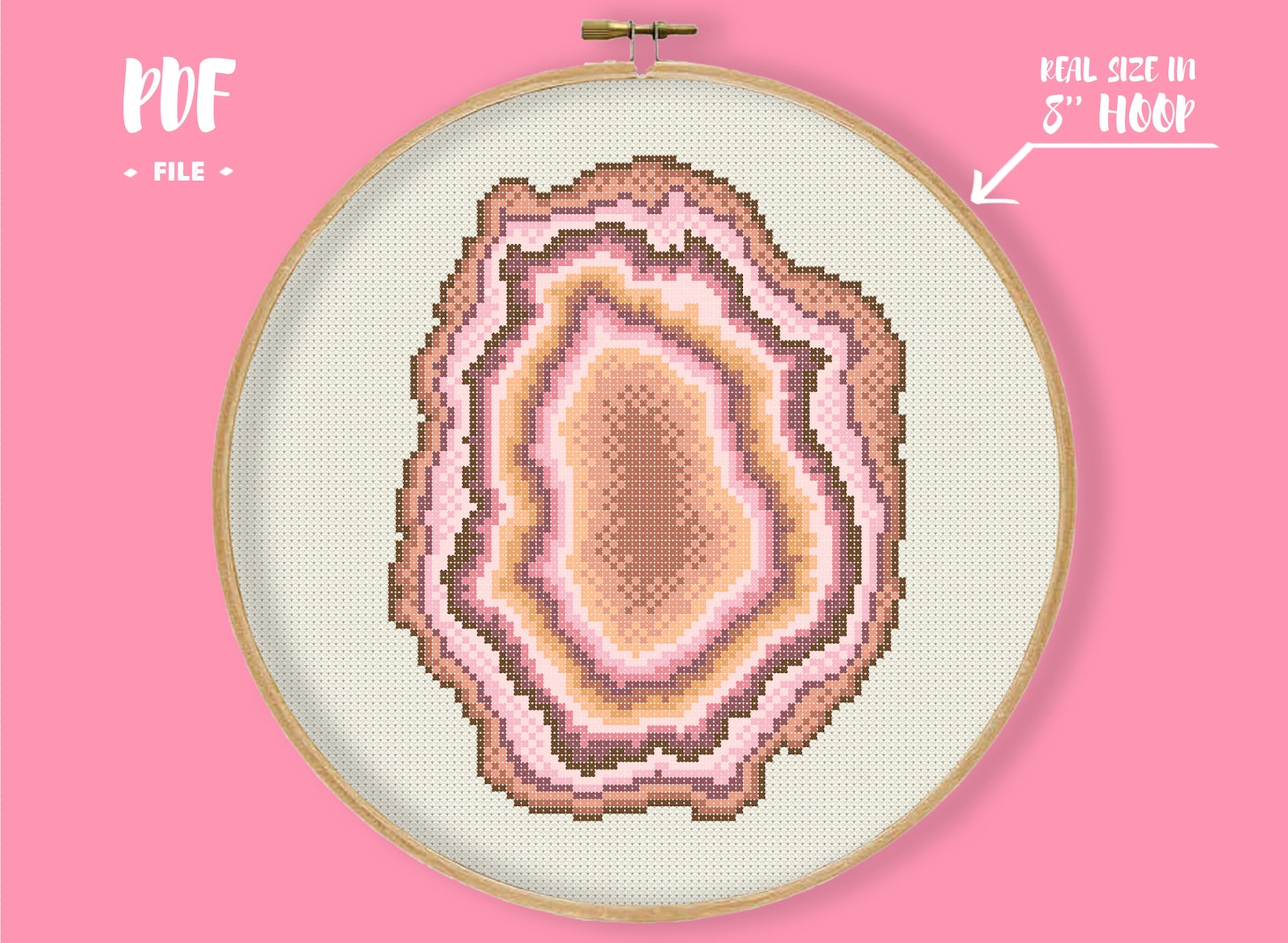 Geode 3 Cross Stitch Pattern Natural Rock Mineral Embroidery | Etsy