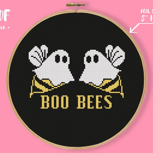 Boo Bees Cross Stitch Pattern Funny Halloween Embroidery - Etsy