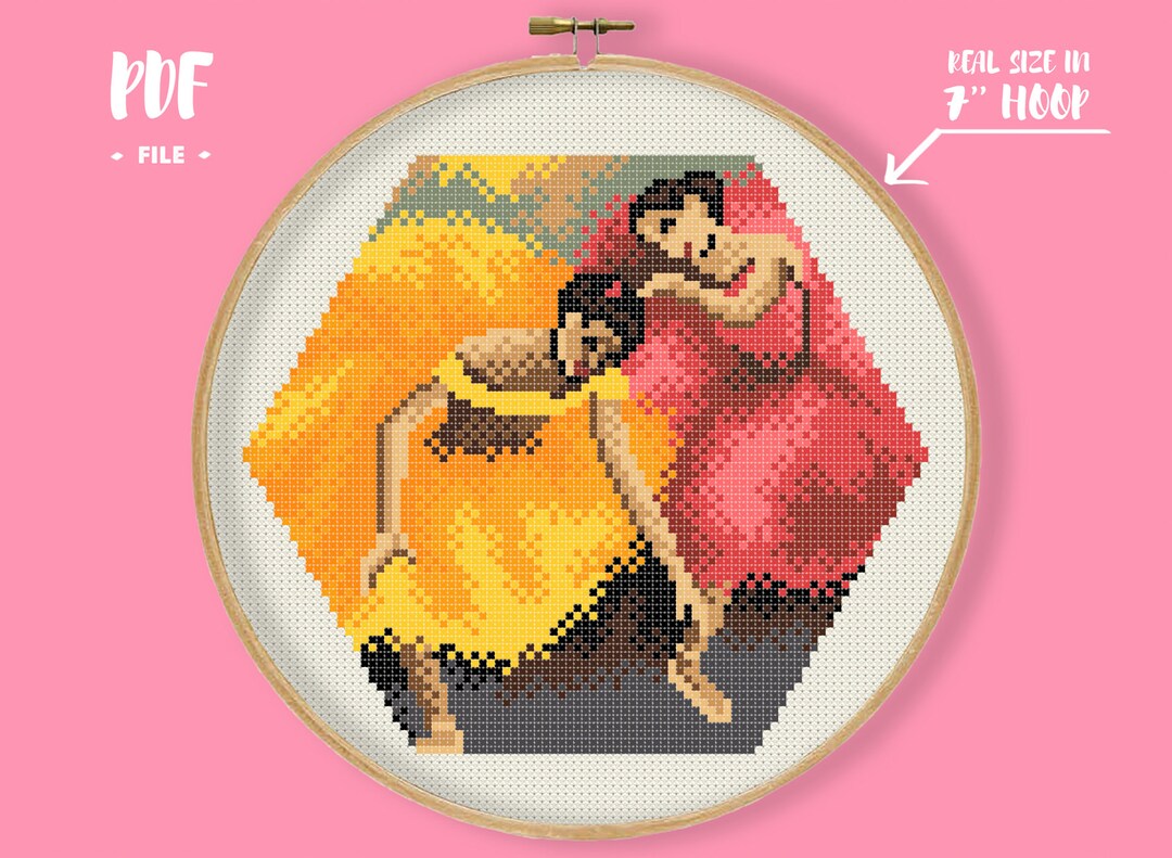 Degas Ballet Dancers 3 Cross Stitch Pattern, Hexagonal Great Artist ...