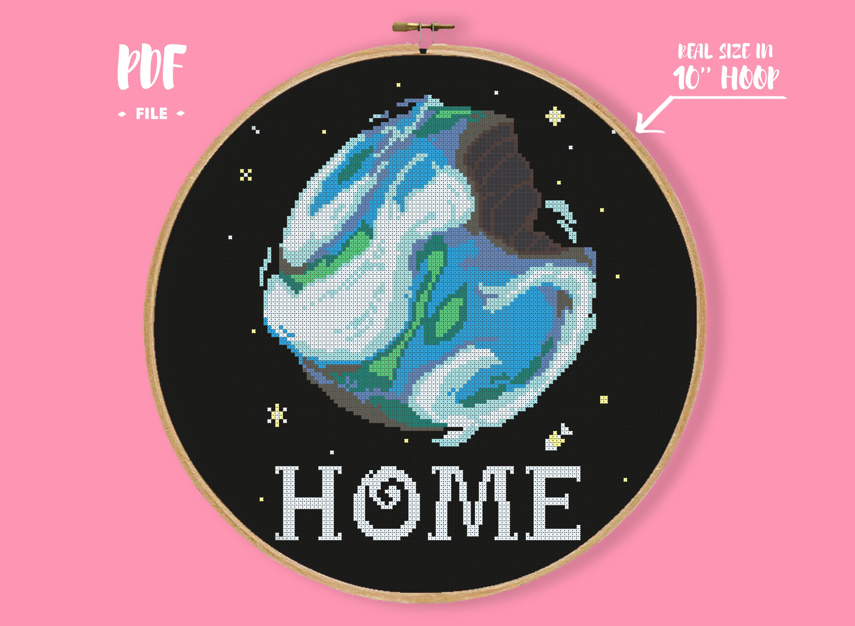 Cartoon Planet Cross-stitch Pattern, Home Decor Embroidery, Astronomy ...