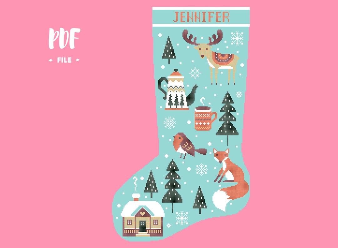 Christmas Stocking 10 Cross Stitch Pattern, Santa Christmas Eve ...