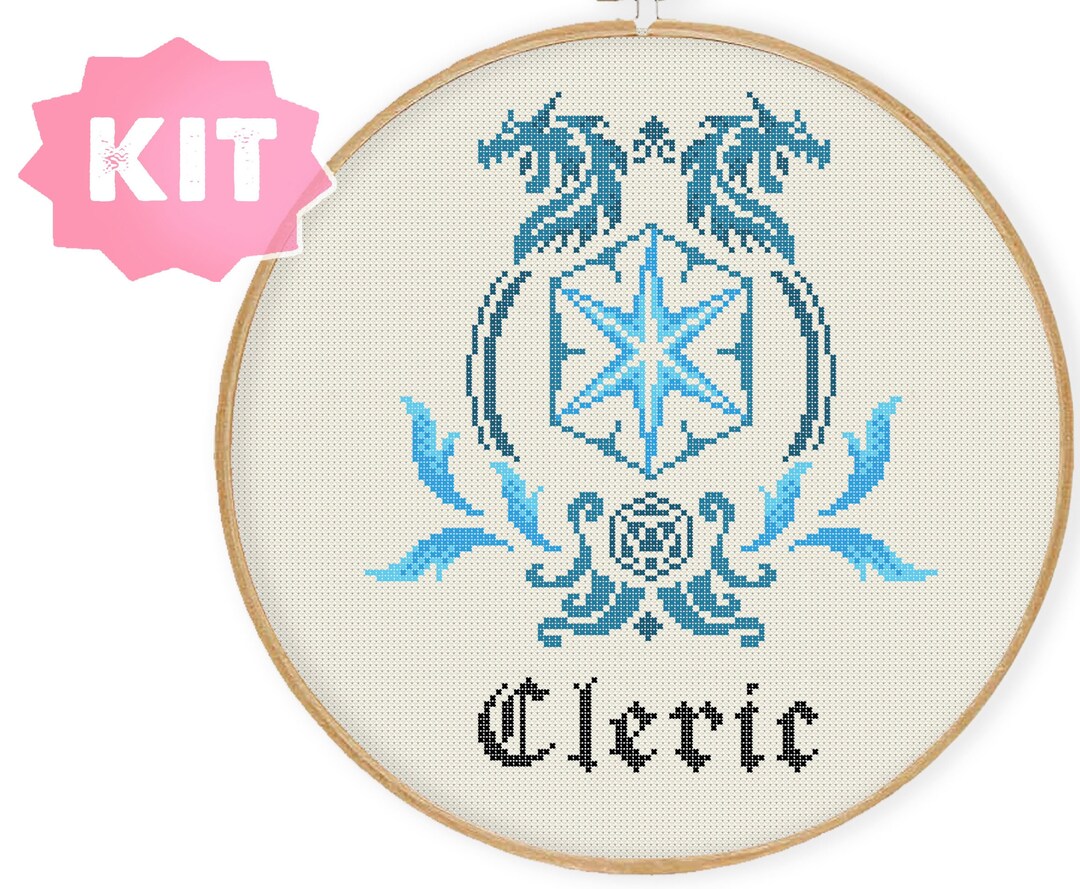 RPG Cleric Cross Stitch Kit, Role Play Tabletop Embroidery, Dnd Xstitch ...