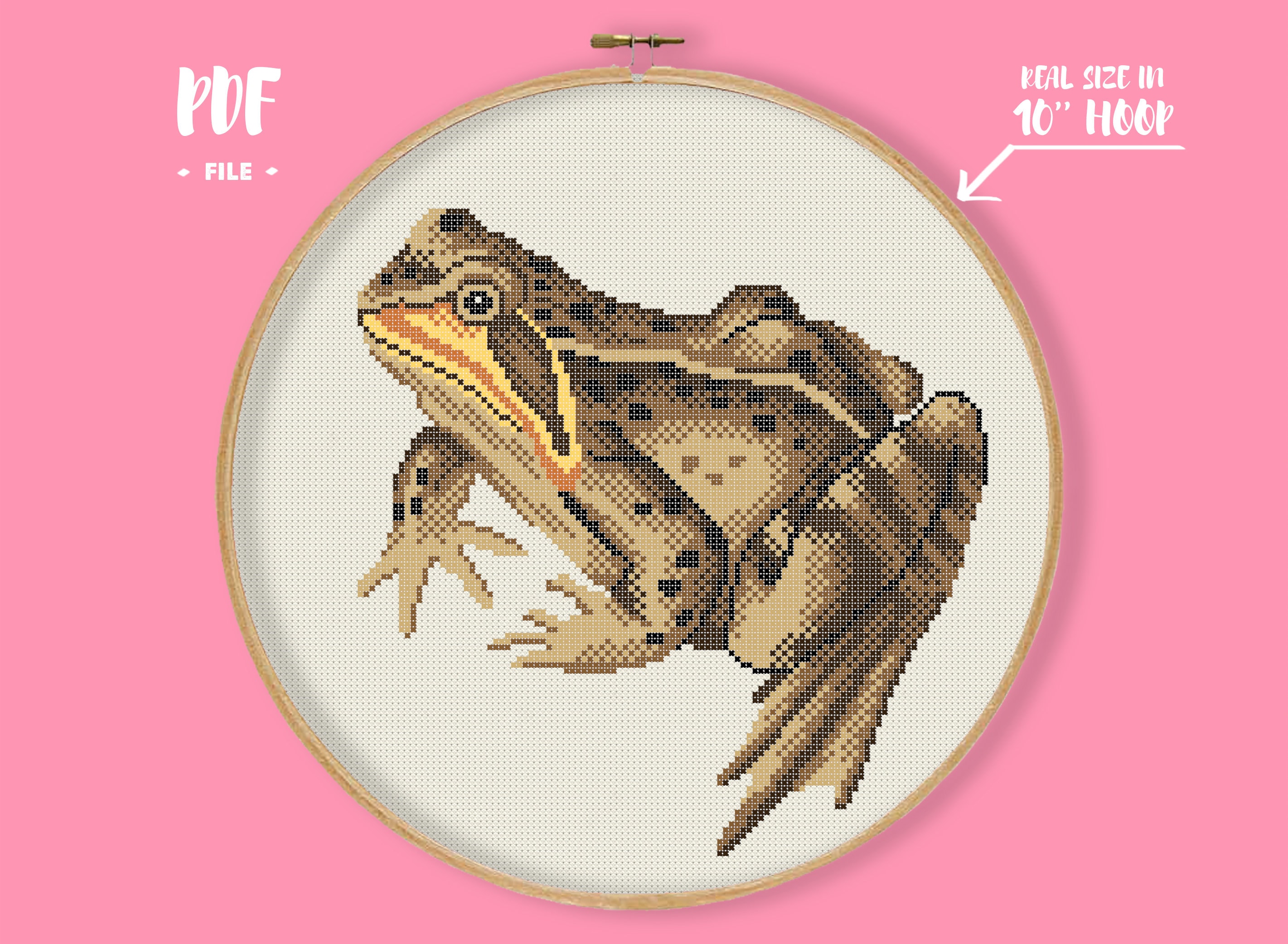 Frog 2 Cross Stitch Pattern Realistic Brown Frog Embroidery | Etsy
