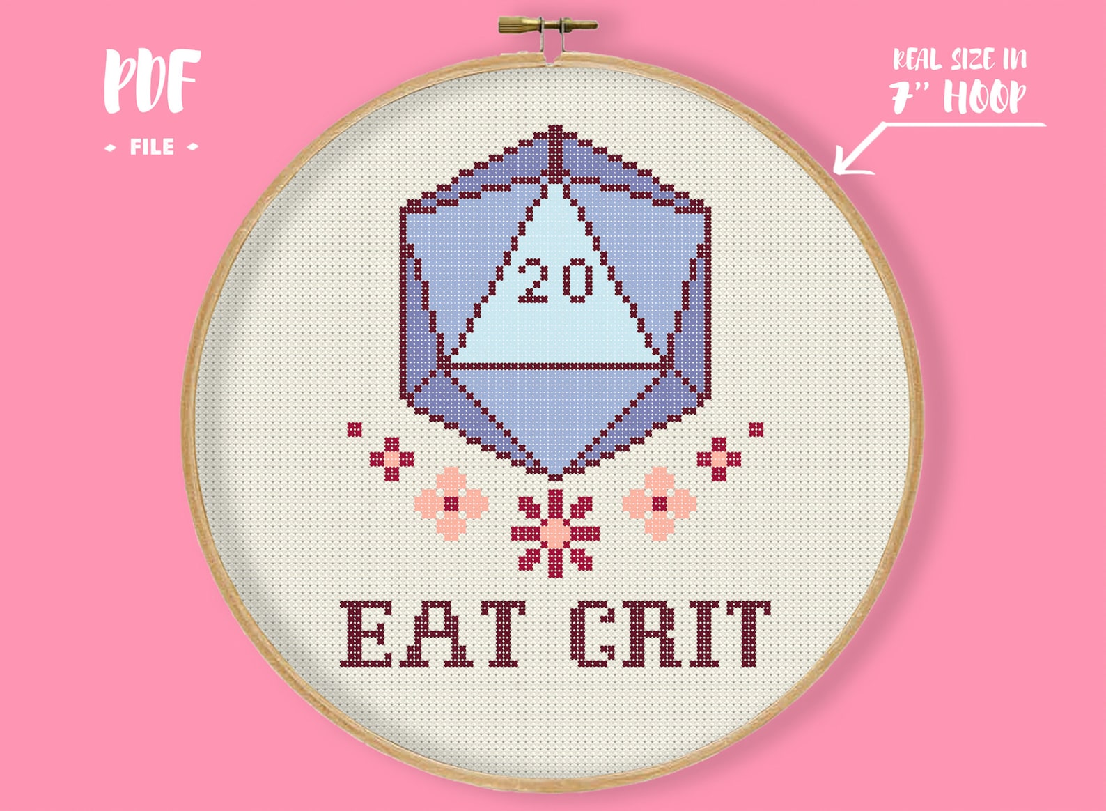 Dnd Dice Eat Crit Cross Stitch Pattern Dungeons and Dragons - Etsy
