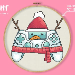 Set 4 Gaming Cross Stitch Pattern, Game Controller Christmas Gift Idea ...