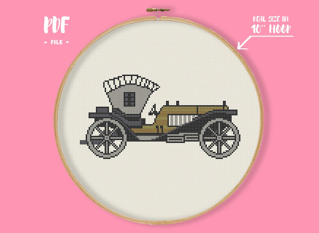 Vintage Car 1 Cross Stitch Pattern, Retro Car Embroidery, Victorian 20 ...