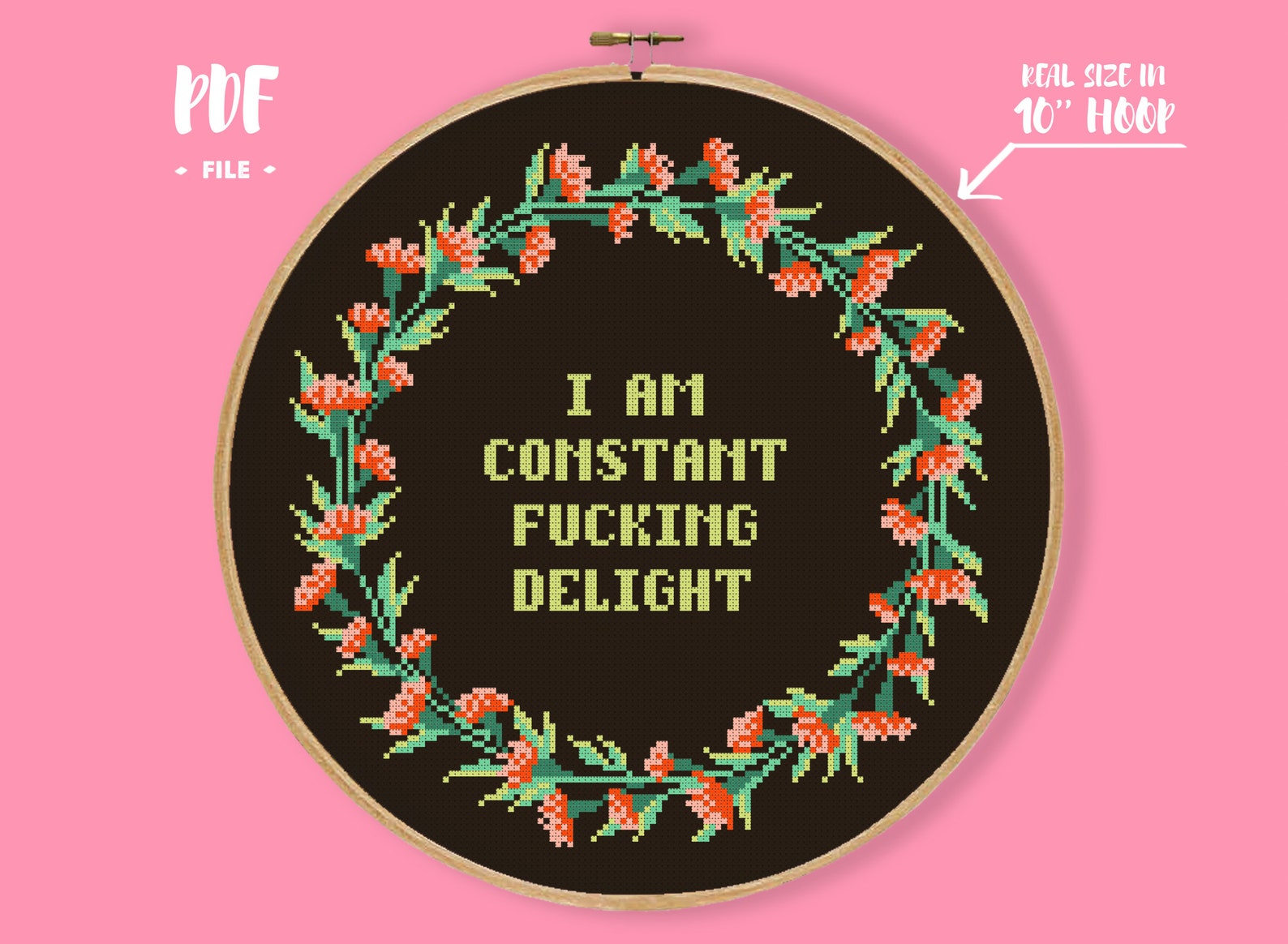 I Am Constant Delight Cross Stitch Pattern, Snarky Mature Embroidery ...