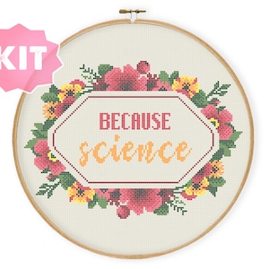 Because Science Cross Stitch Kit, Sarcastic Embroidery, Snarky Sassy ...