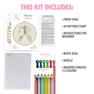 Ribs B Grade Flower Silhouette Cross Stitch Kit, Bones Skeleton Human ...