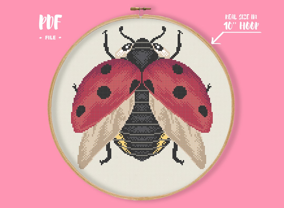 Ladybug Cross Stitch Pattern, Insect Embroidery, Bug Needlework ...