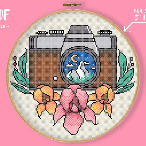 Camera Nature Cross Stitch Pattern Photocamera Embroidery - Etsy