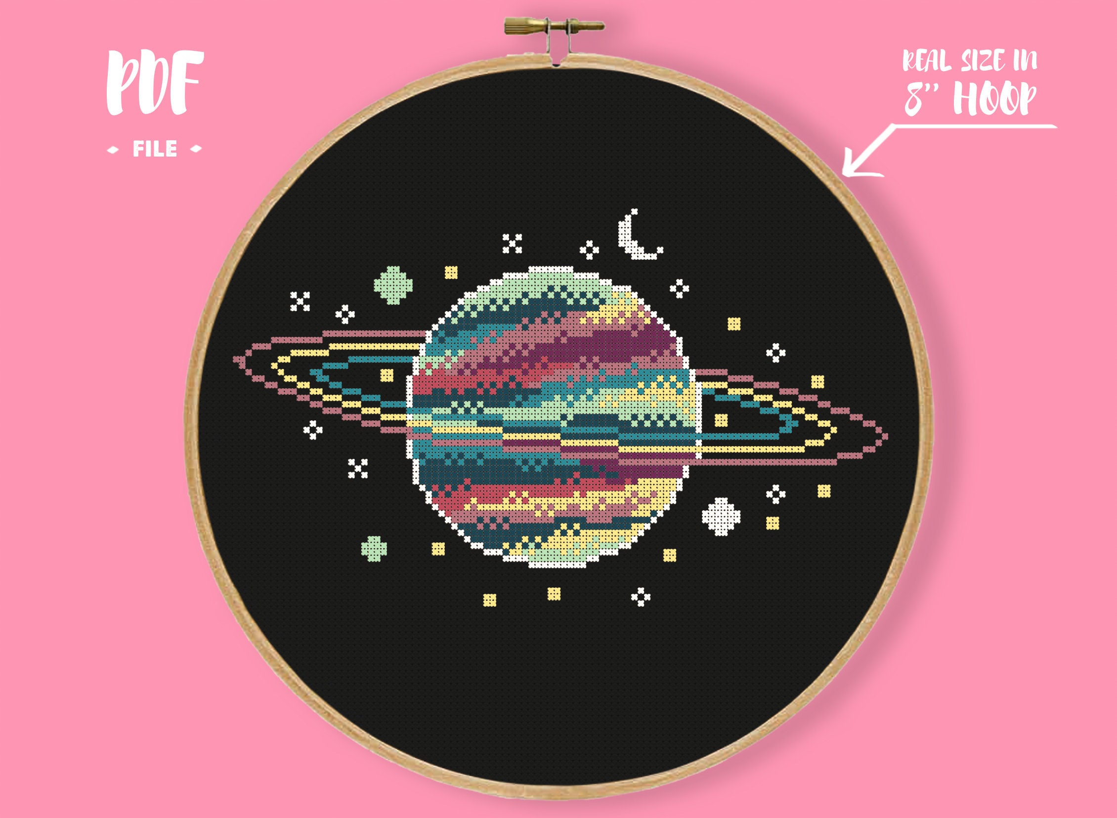 Colorful Planet Cross Stitch Pattern Space Embroidery - Etsy