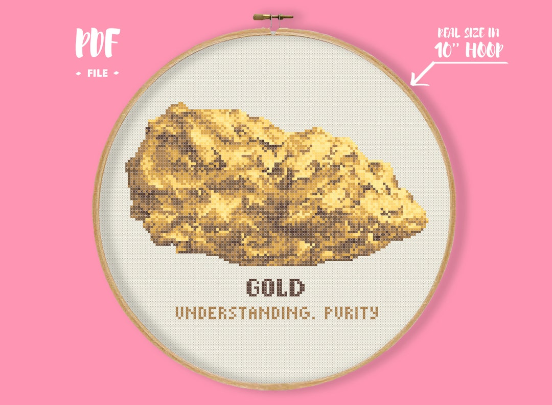 Gold Cross Stitch Pattern, Precious Metal Embroidery, Jewellery ...