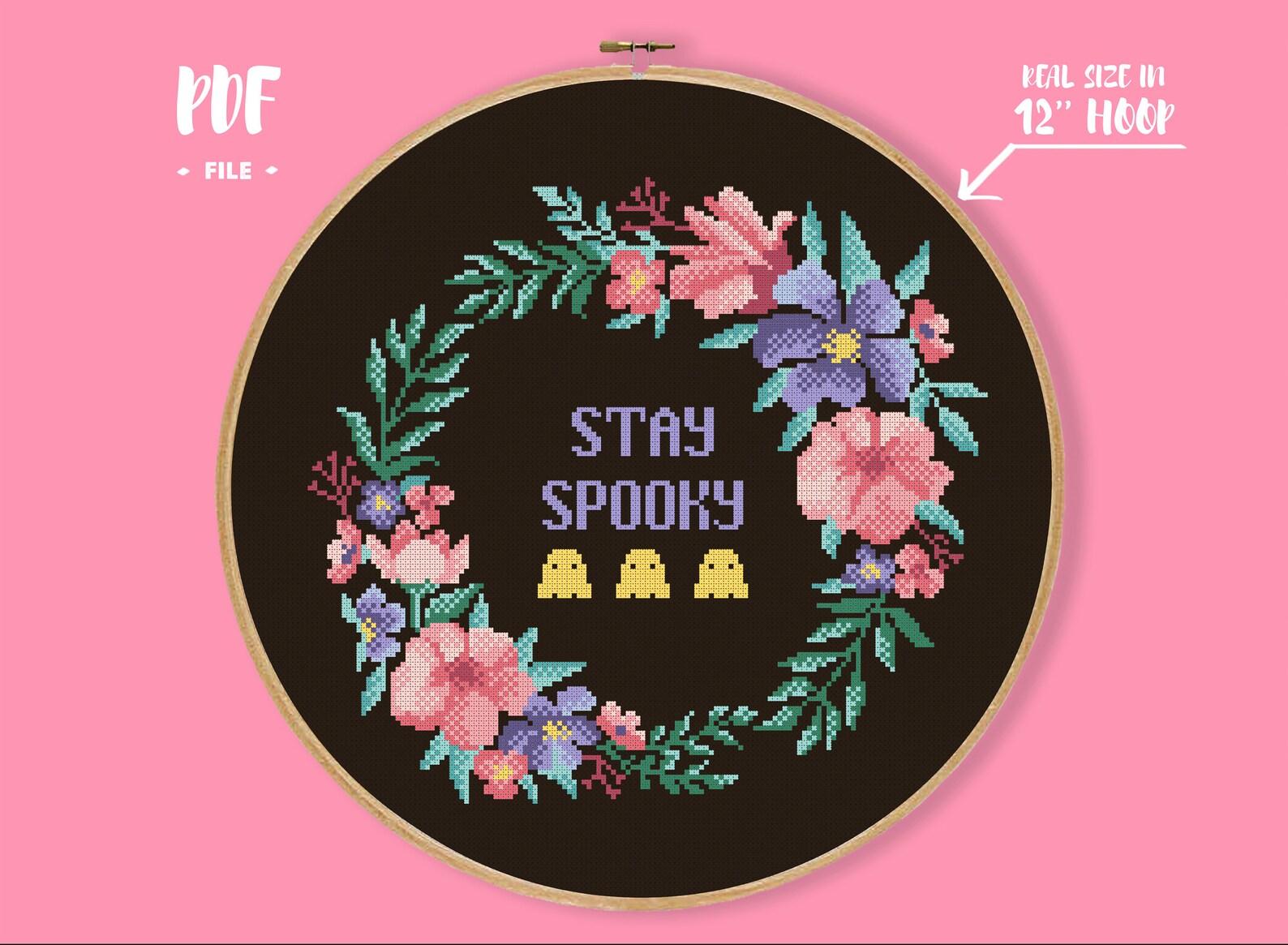 Stay Spooky Cross Stitch Pattern, Subversive Xstitch Chart Home Decor ...