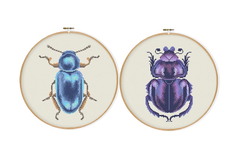9 Beetle Set Cross Stitch Pattern Bug Insect Embroidery - Etsy