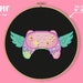 Pastel Gaming 1 Cross Stitch Pattern, Pastel Goth Gamer Girl Embroidery ...