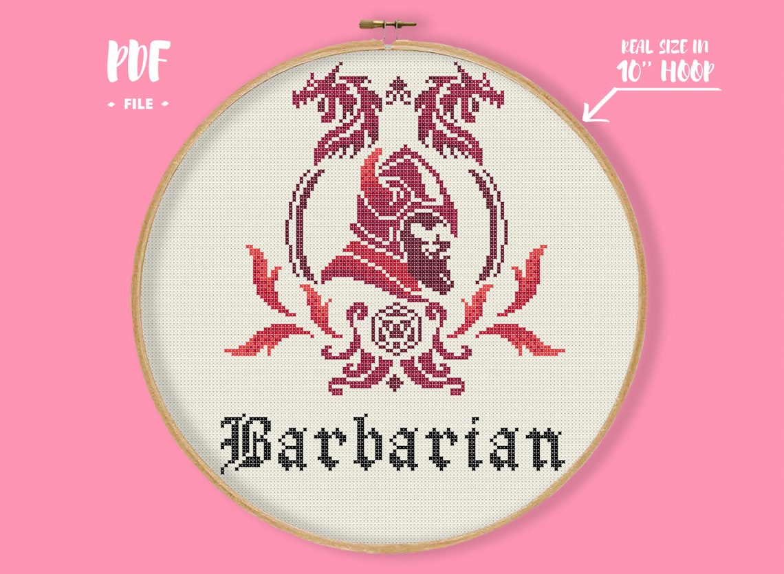 RPG Barbarian Cross Stitch Pattern Role Play Tabletop - Etsy