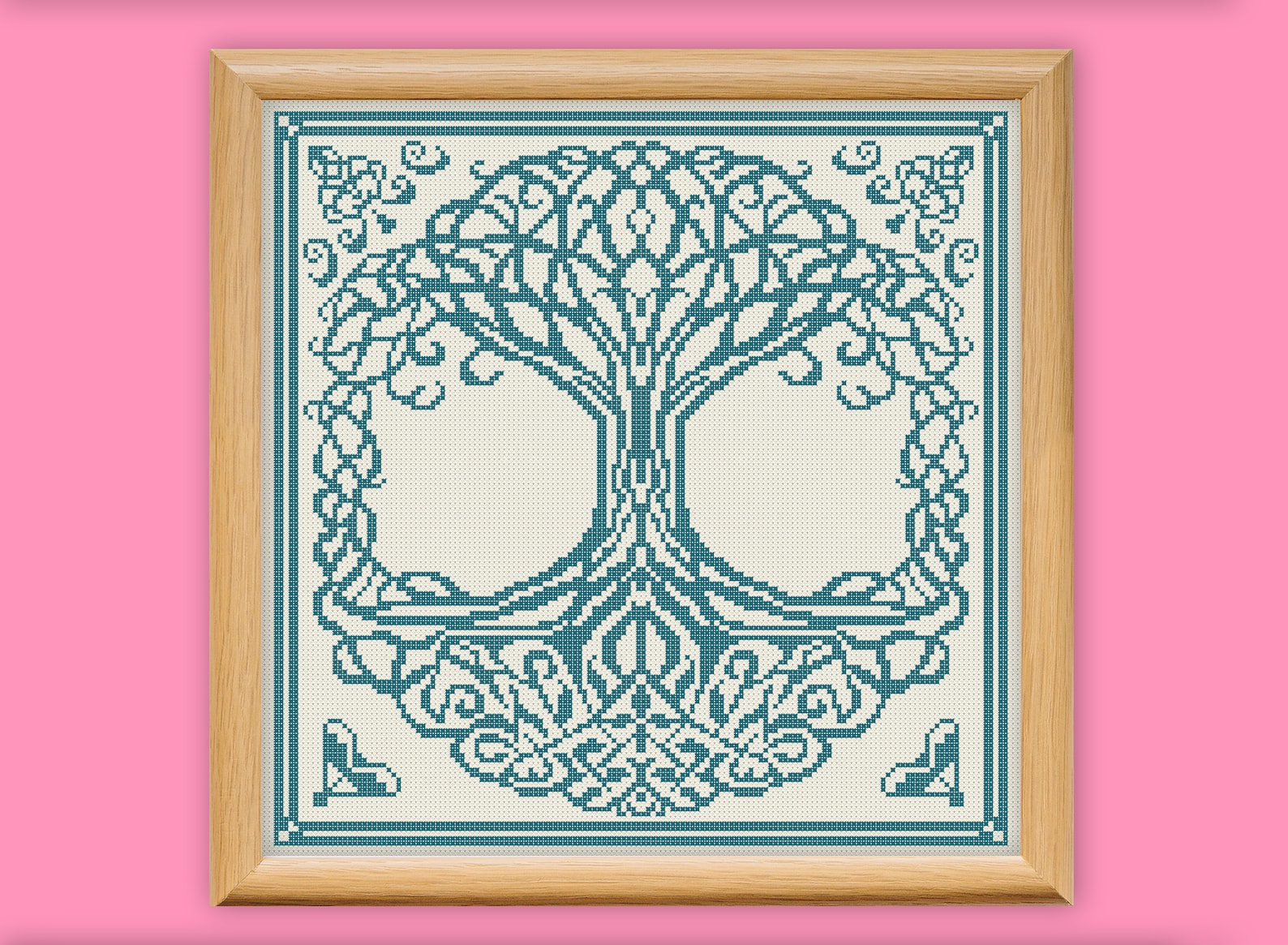 Sampler Big Tree Cross Stitch Pattern Floral Primitive - Etsy