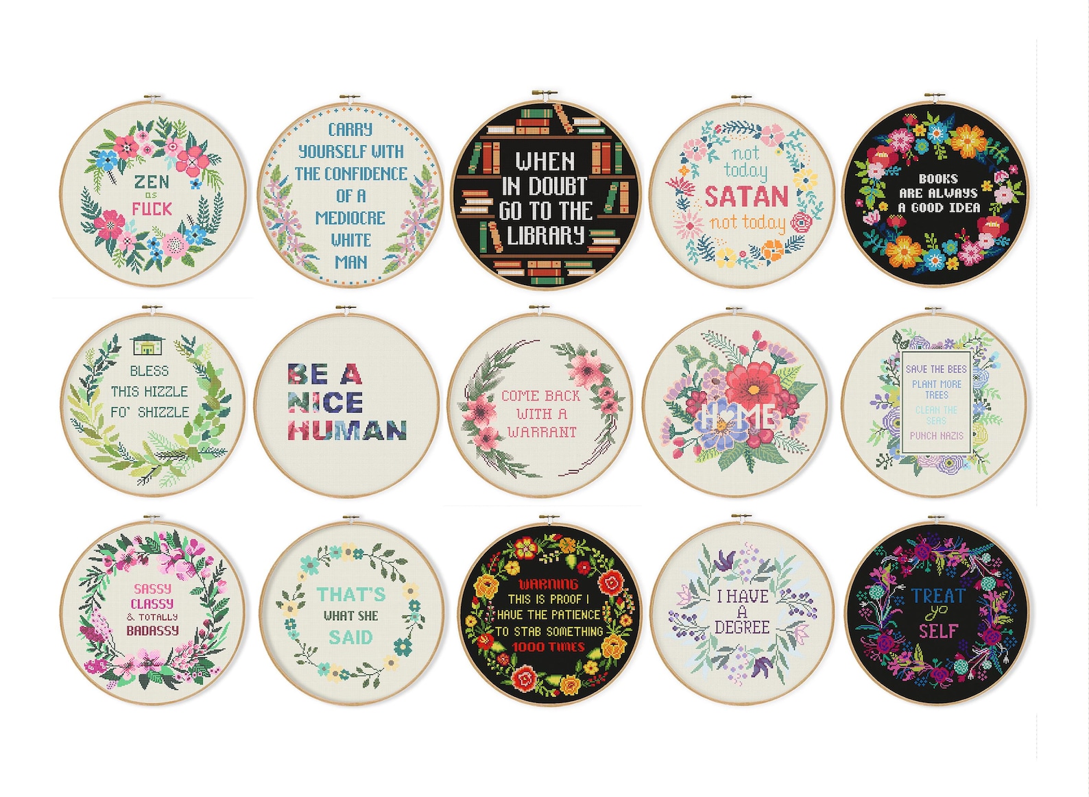 200+ Quote Cross Stitch Patterns Bundle, Funny and Snarky Sayings ...