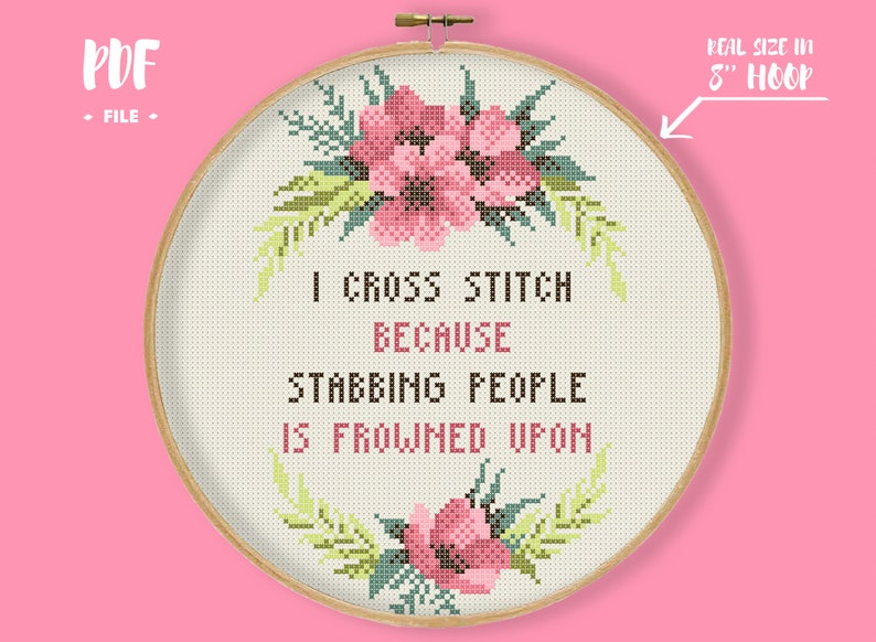 Stabbing People Frowned Upon Cross Stitch Pattern Subversive - Etsy