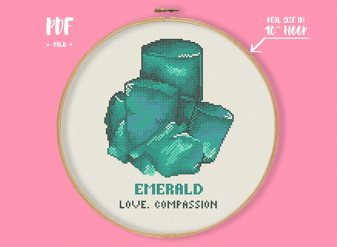 Emerald Cross Stitch Pattern, Love and Compassion Talisman, May ...