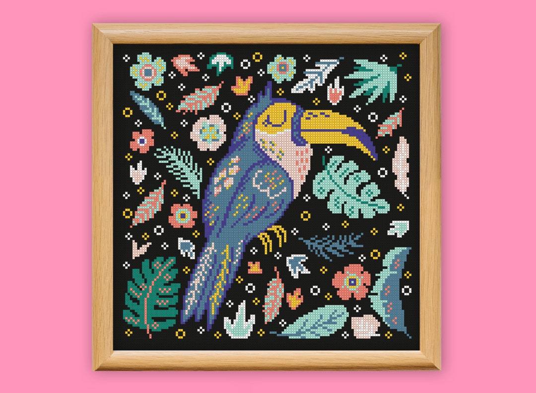 Square Tucan Cross Stitch Pattern, Cute Animal Embroidery, Bird ...