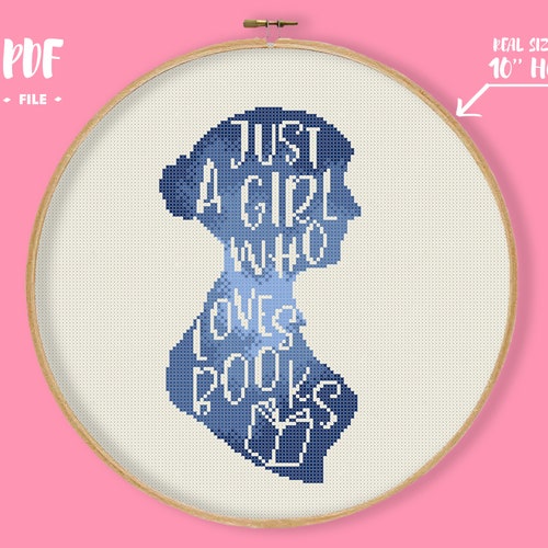 Love Books Cross Stitch Pattern Book Lover Embroidery Girl | Etsy