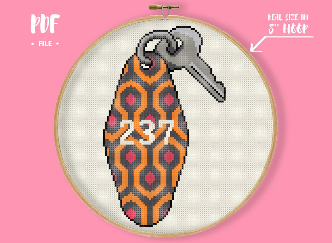 Hotel Key Cross Stitch Pattern, Horror Movie Embroidery, Bookish ...