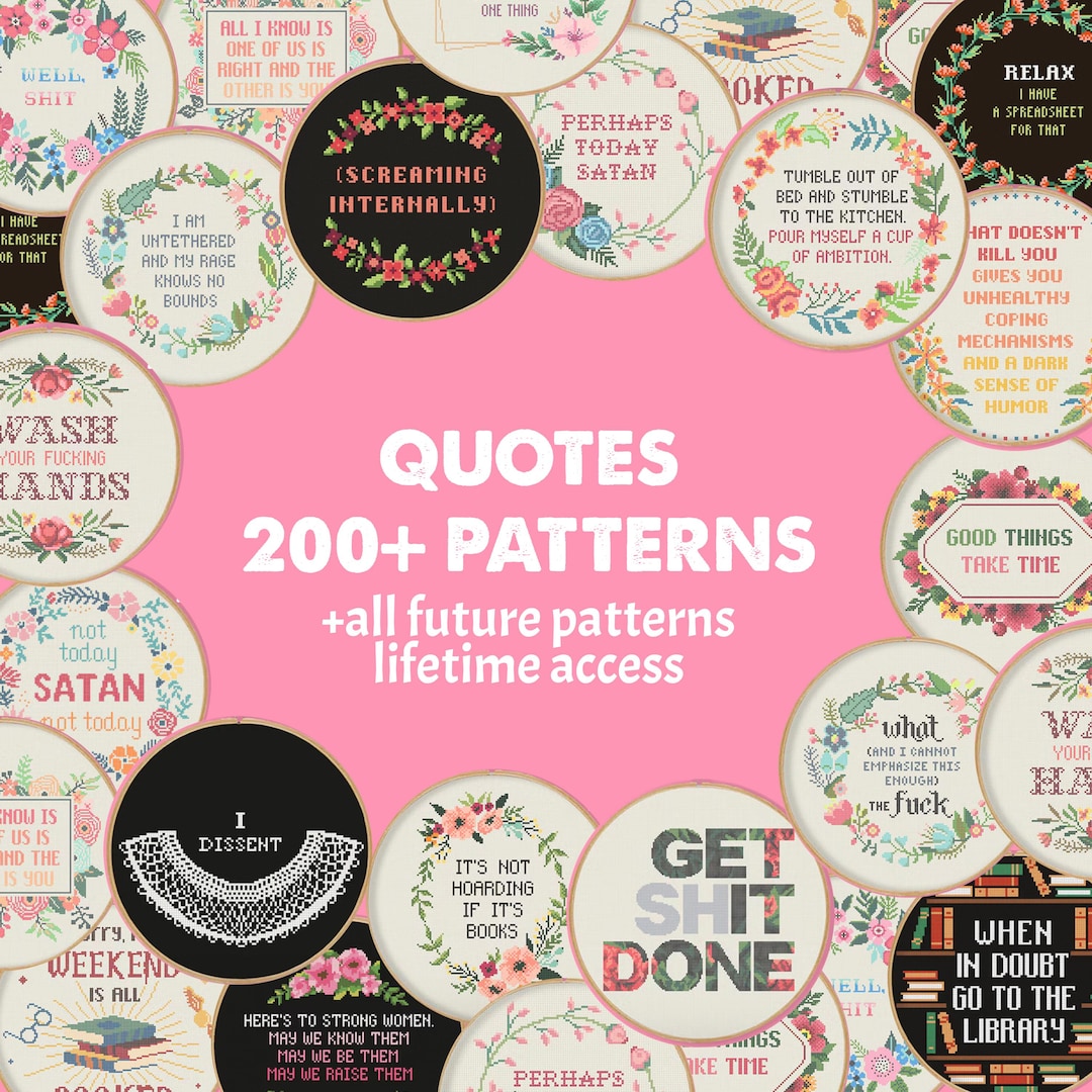 200+ Quote Cross Stitch Patterns Bundle, Funny and Snarky Sayings ...