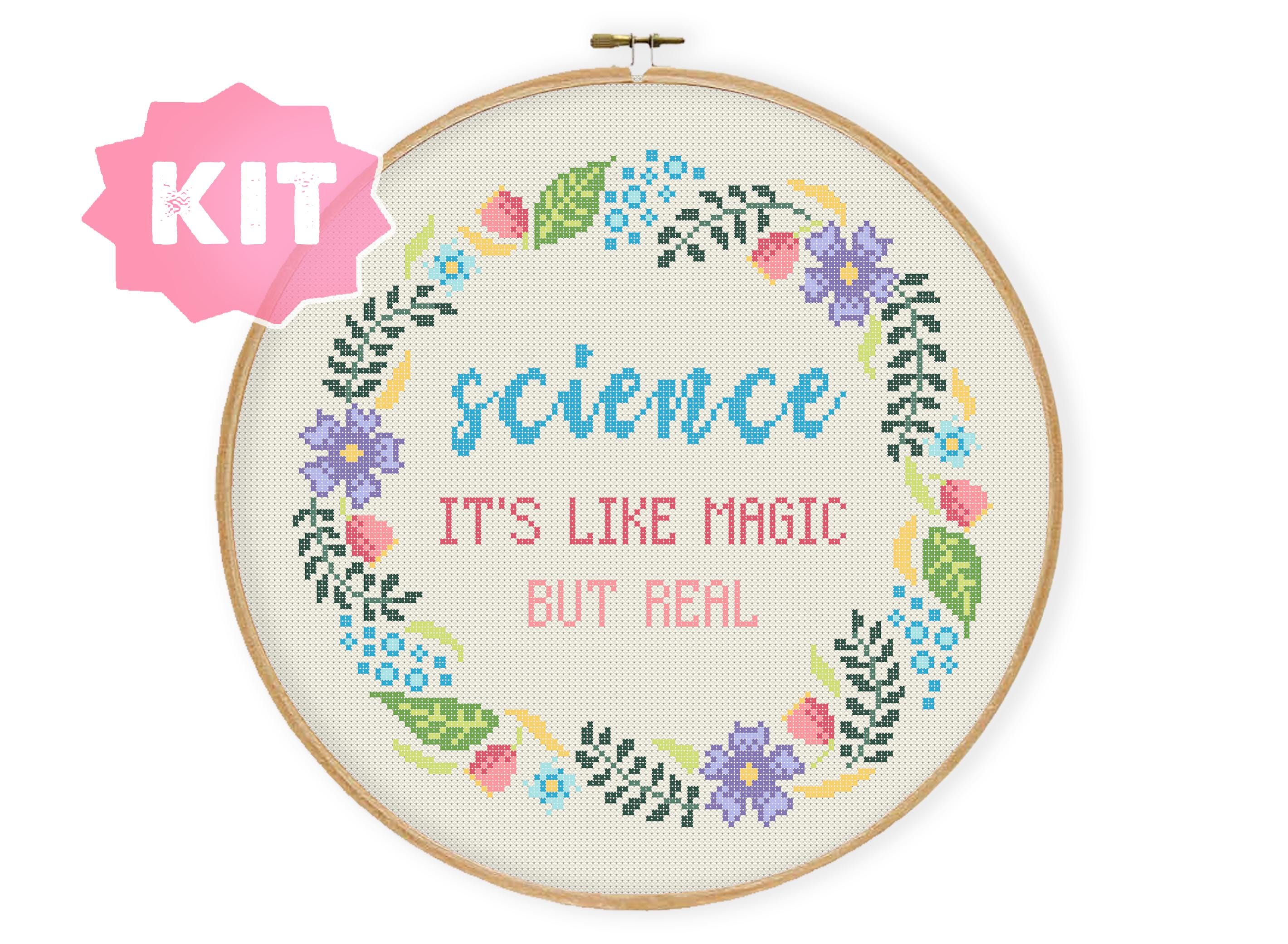 Science. It’s Like Magic but Real Cross Stitch Kit, Funny Quote ...