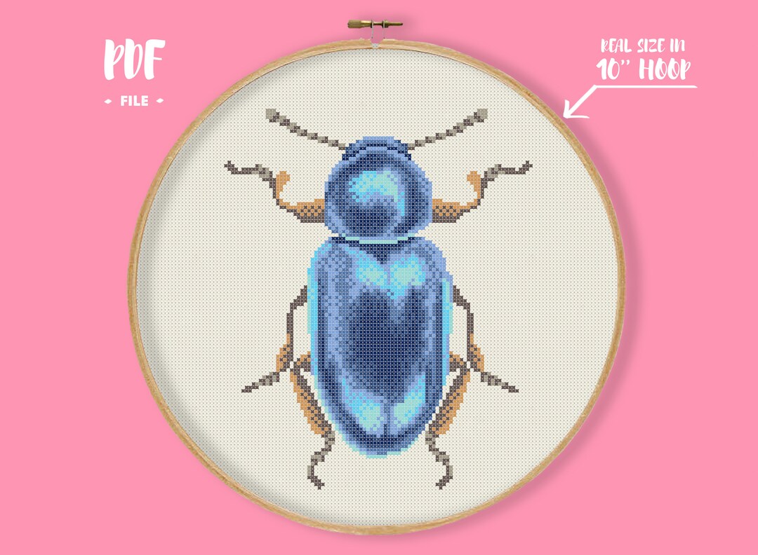 Beetle 5 Cross Stitch Pattern, Insect Embroidery, Bug Needlework ...