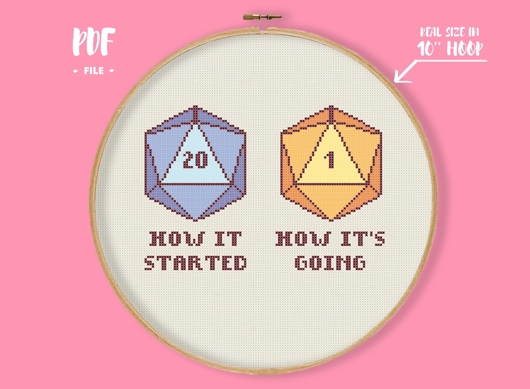 Dnd Dice How It Started Cross Stitch Pattern, Dungeons and Dragons ...