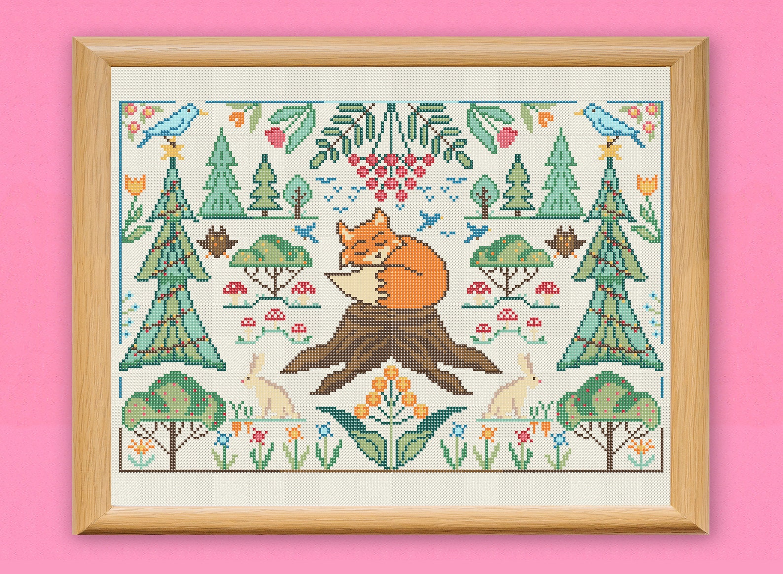 Forest Sampler Cross Stitch Pattern Primitive Woods | Etsy