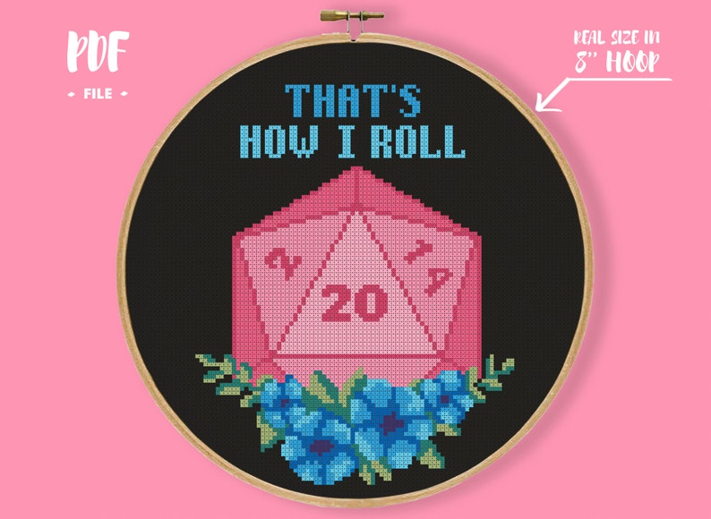 Thats How I Roll Cross Stitch Pattern D20 Embroidery Pink - Etsy