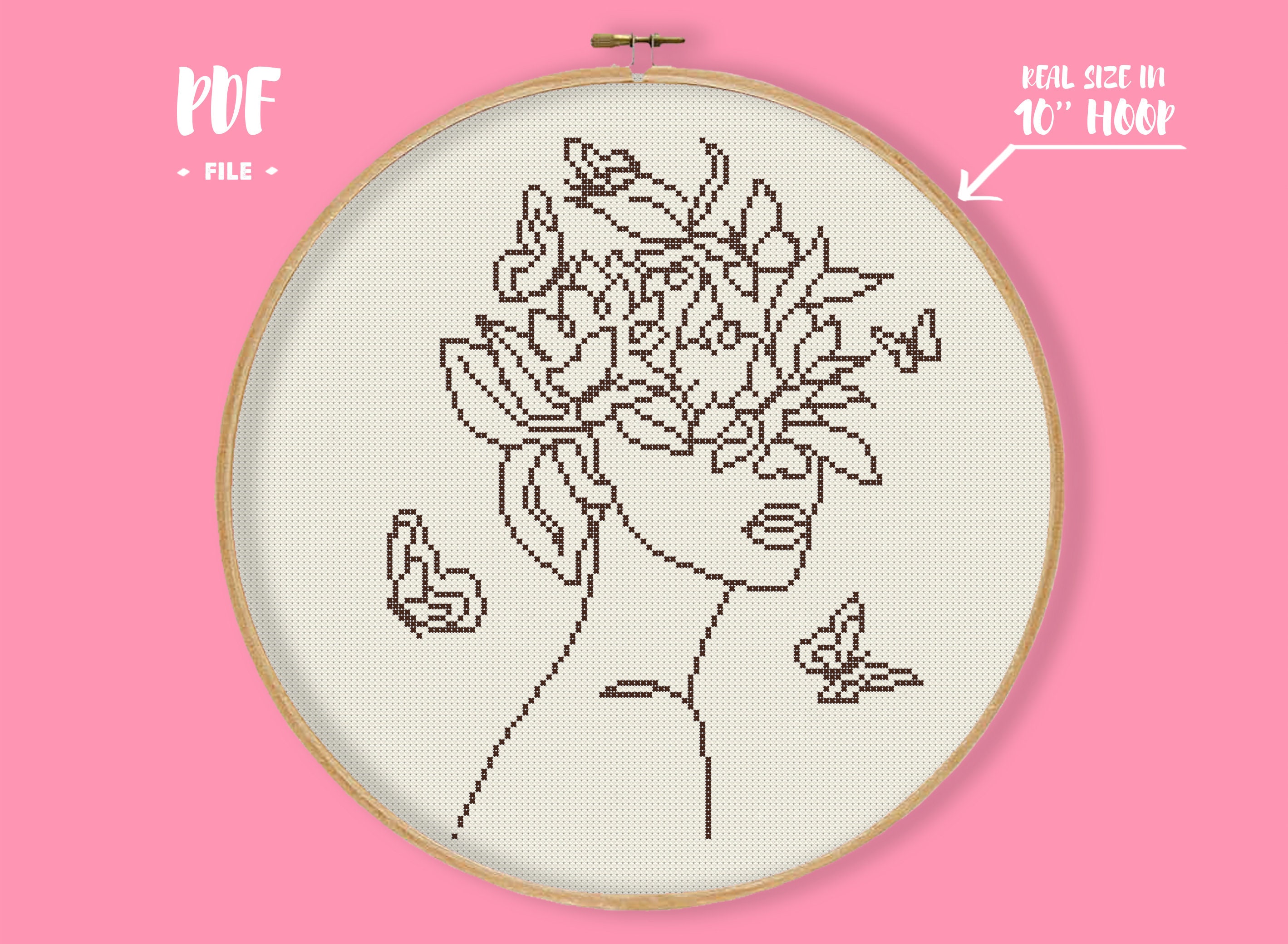 Minimalistic Portrait 3 Cross Stitch Pattern Female Portrait - Etsy