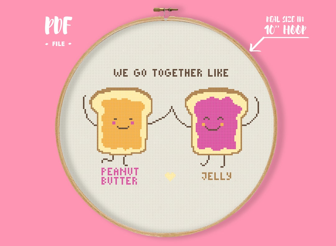 Peanut Butter and Jelly Cross Stitch Pattern, Valentine's Day ...