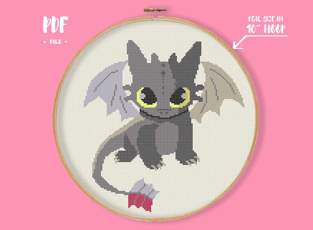 Chibi Dragon Cross Stitch Pattern, Chibi Cartoon Embroidery, Nursery ...