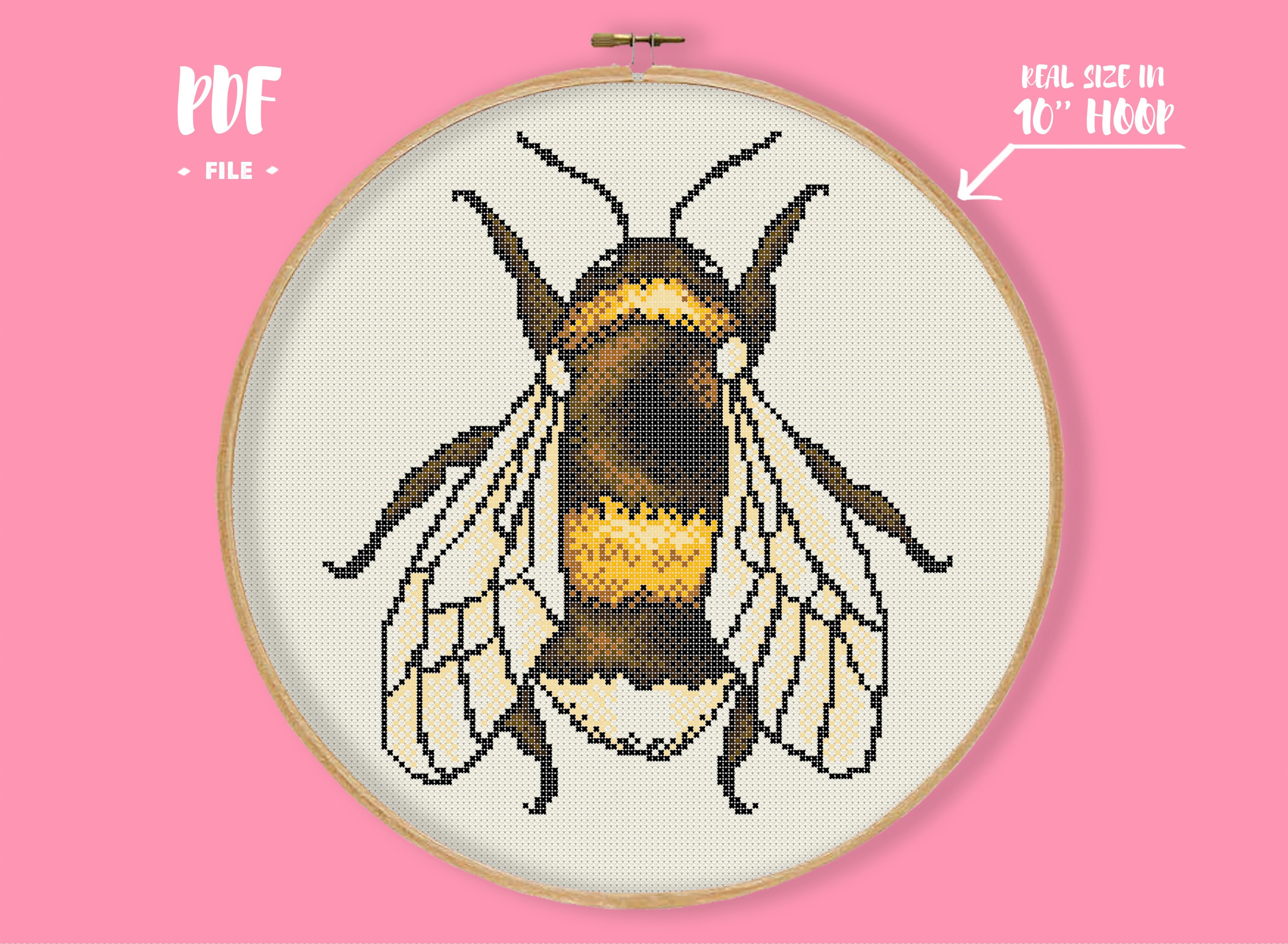 Bee Cross Stitch Pattern Insect Embroidery Entomology Art - Etsy