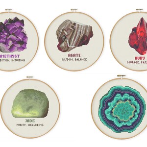 10 Patterns Set Crystals (V. 1) Cross Stitch Patterns, Amethyst Ruby ...