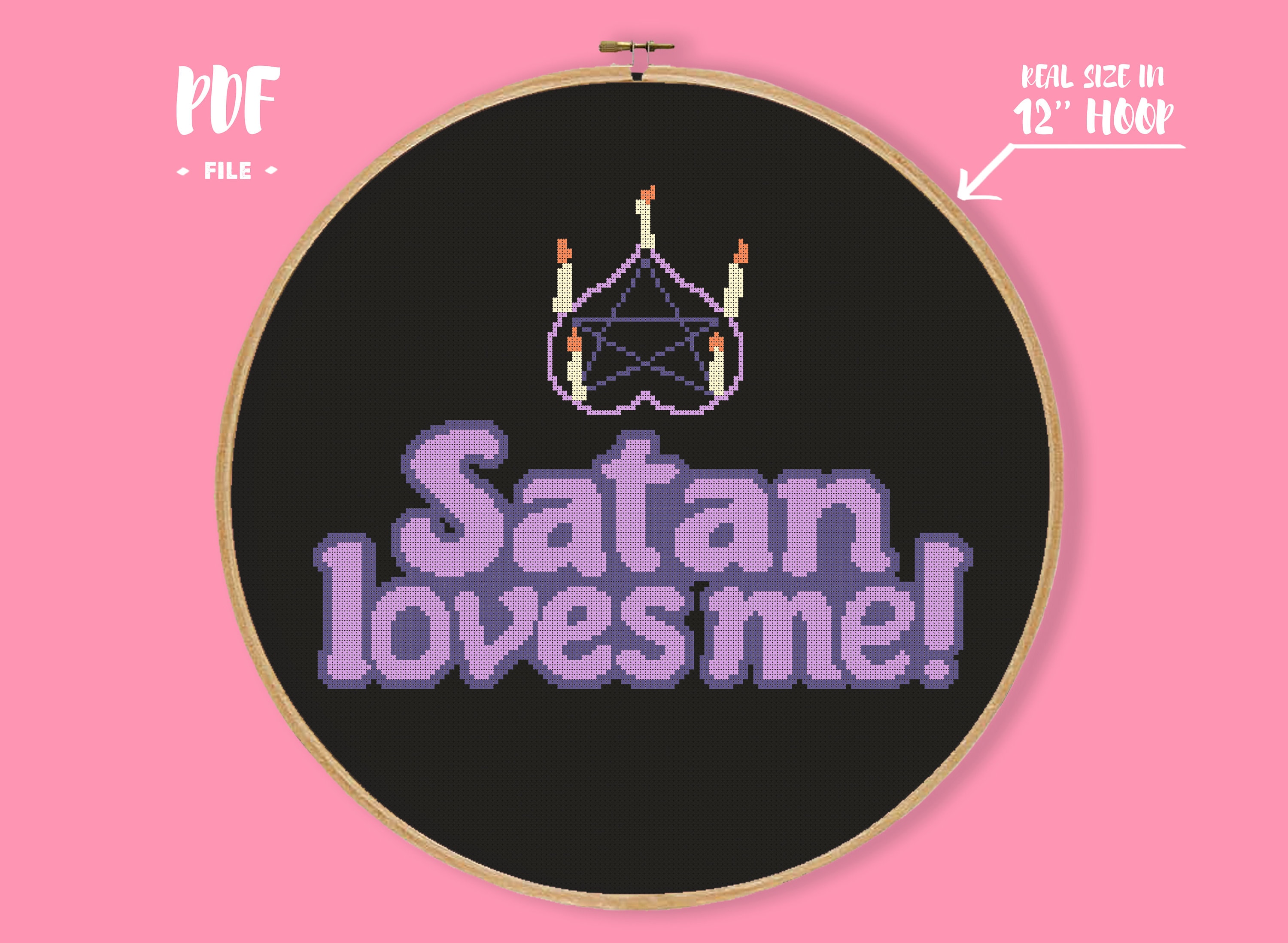 Satan Loves Me Cross Stitch Pattern Heart Pentagram | Etsy