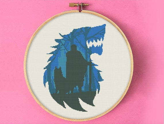Wolf Silhouette Snow Cross Stitch Pattern tv show fan | Etsy