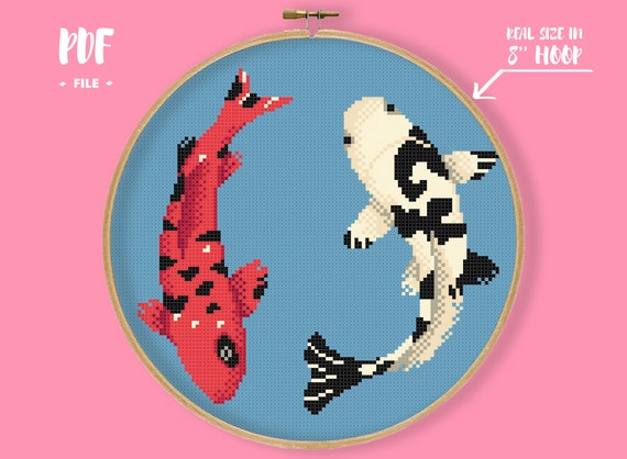 Koi Fish Couple Cross Stitch Pattern Japanese Fish | Etsy