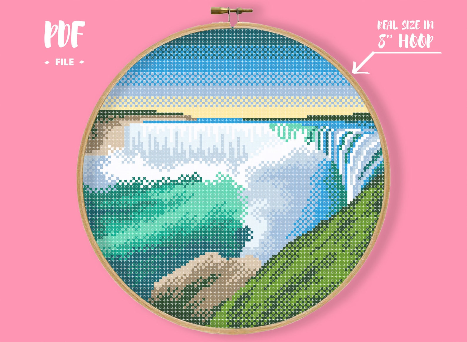Niagara Falls Cross Stitch Pattern Waterfall Embroidery | Etsy