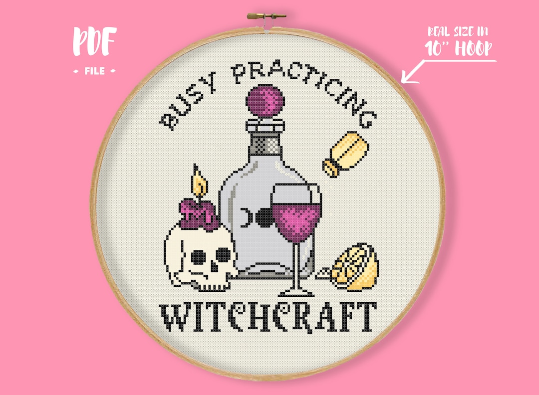 Busy Practicing Witchcraft Cross Stitch Pattern, Gothic Embroidery ...
