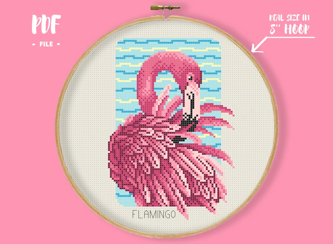 Flamingo Bird Collection Cross Stitch Pattern, Cute Realistic Bird ...