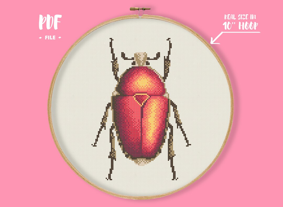 Beetle 4 Cross Stitch Pattern, Insect Embroidery, Bug Needlework ...